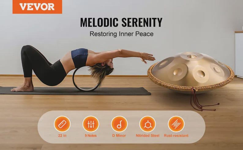22-inch D Minor Kurd Handpan Drum | 9-note Steel Drum | Musical ...