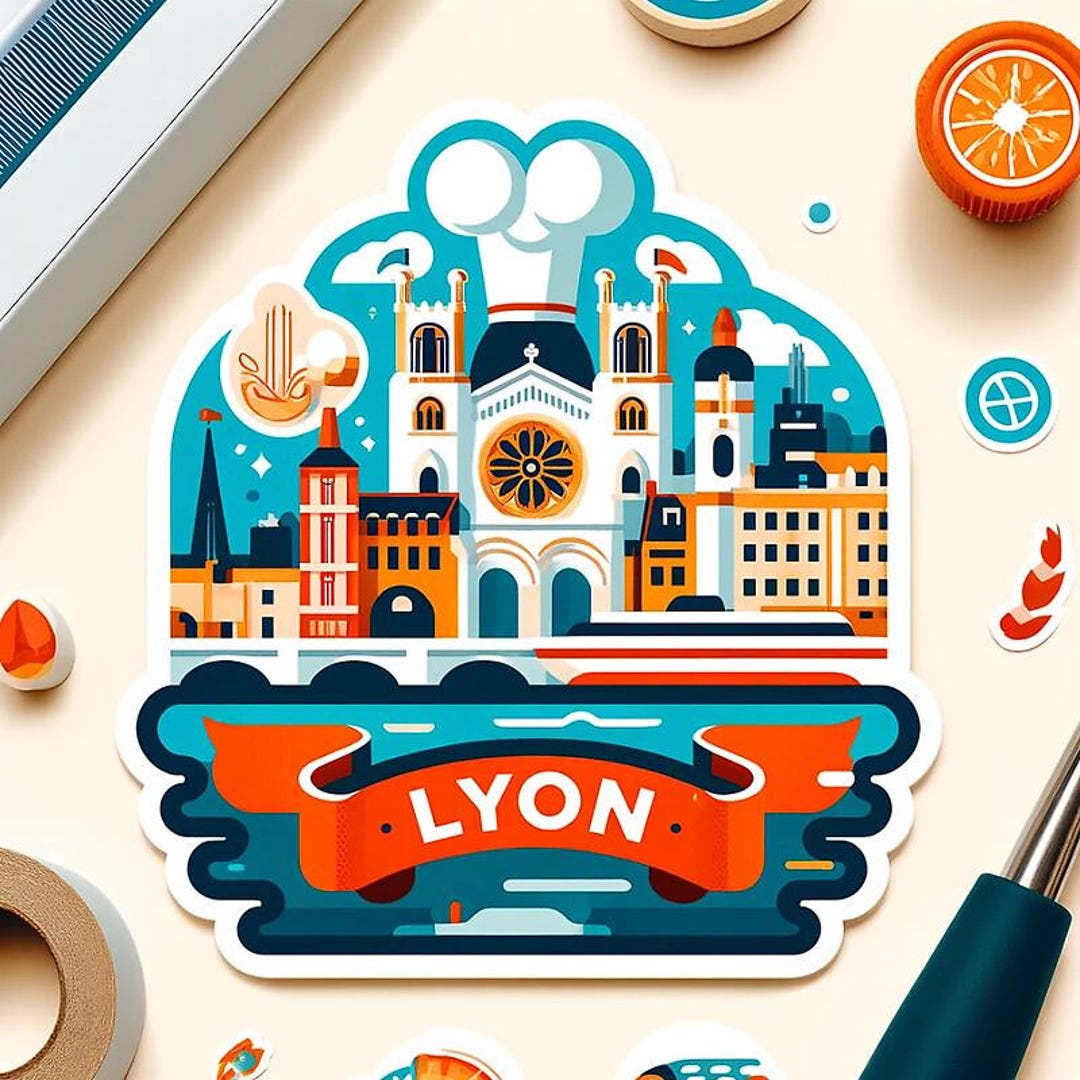 Lyon, France Sticker – Iconic Basilica and Gastronomy Design - Etsy