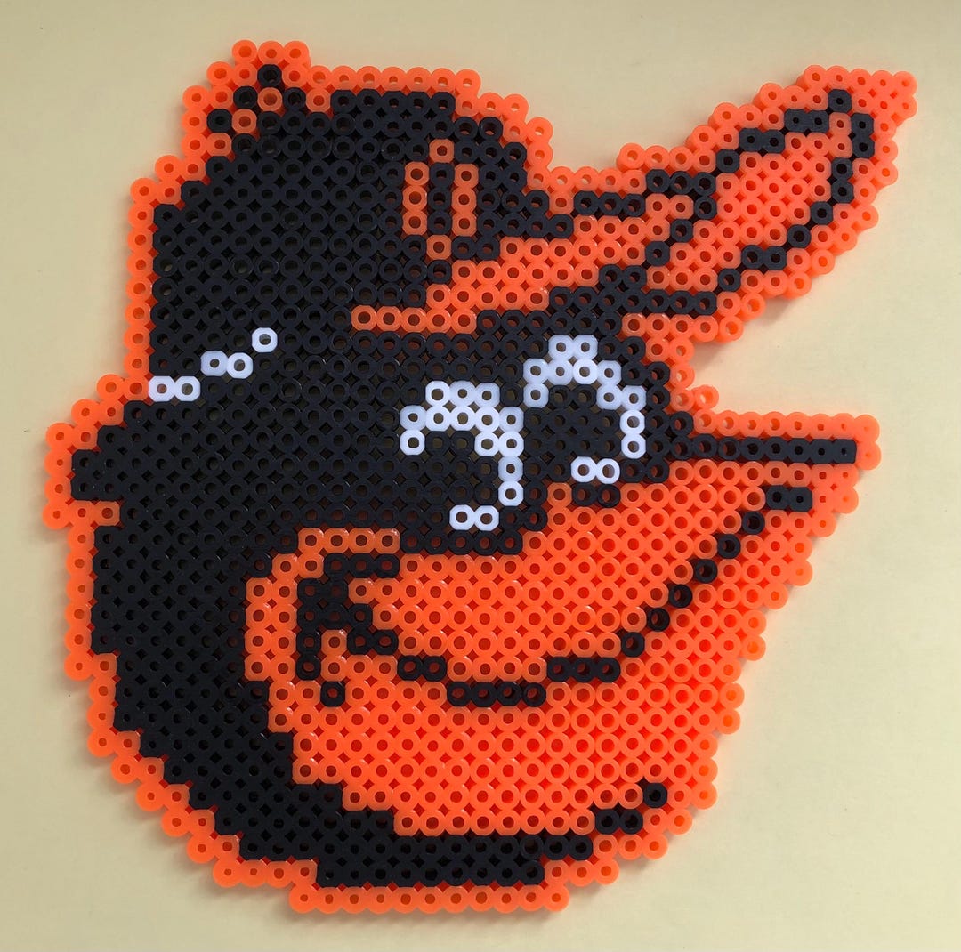 Baltimore Orioles Baseball Team Perler Bead Pixel Art Handmade Crafted Fused 6.75"x6.25" - Etsy