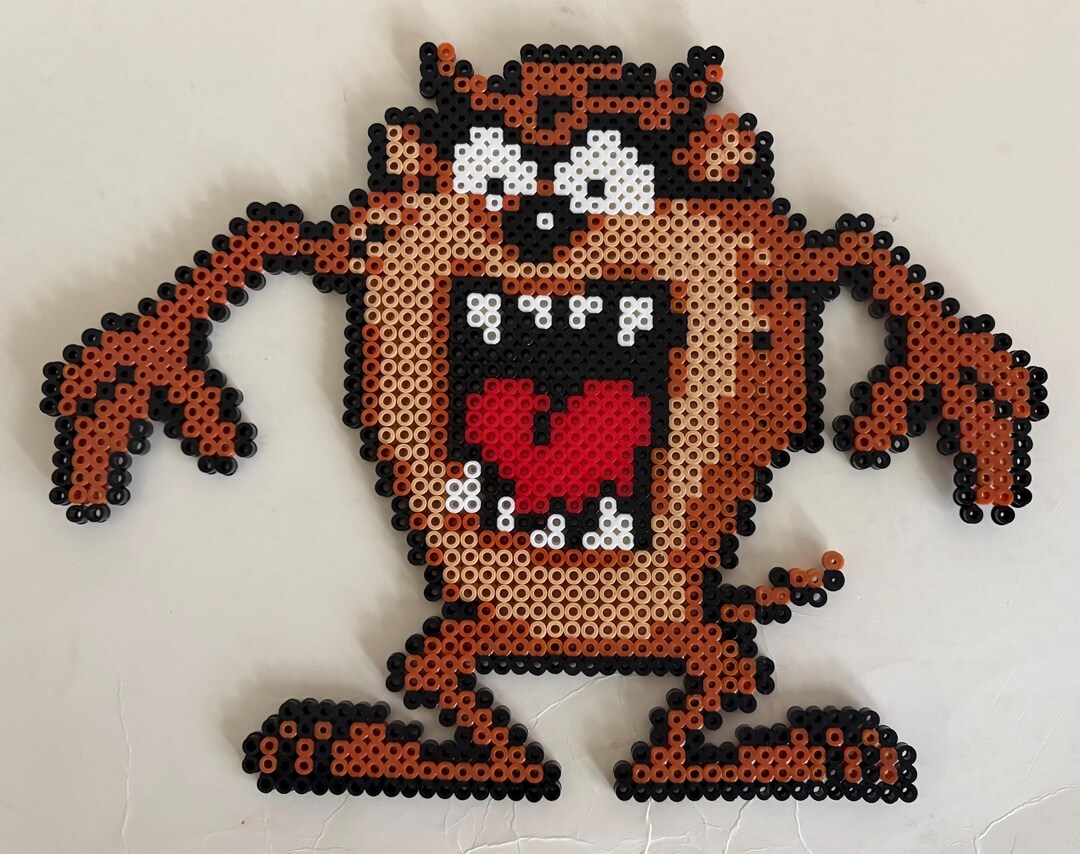 Tasmanian Devil Inspired Taz Cartoon Animation Perler Bead Pixel Art ...