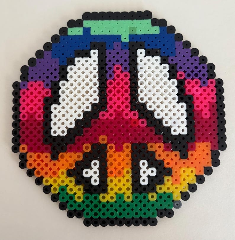 Peace Sign Perler Bead Pixel Art Handmade Crafted Fused 5.25"x5.25" - Etsy