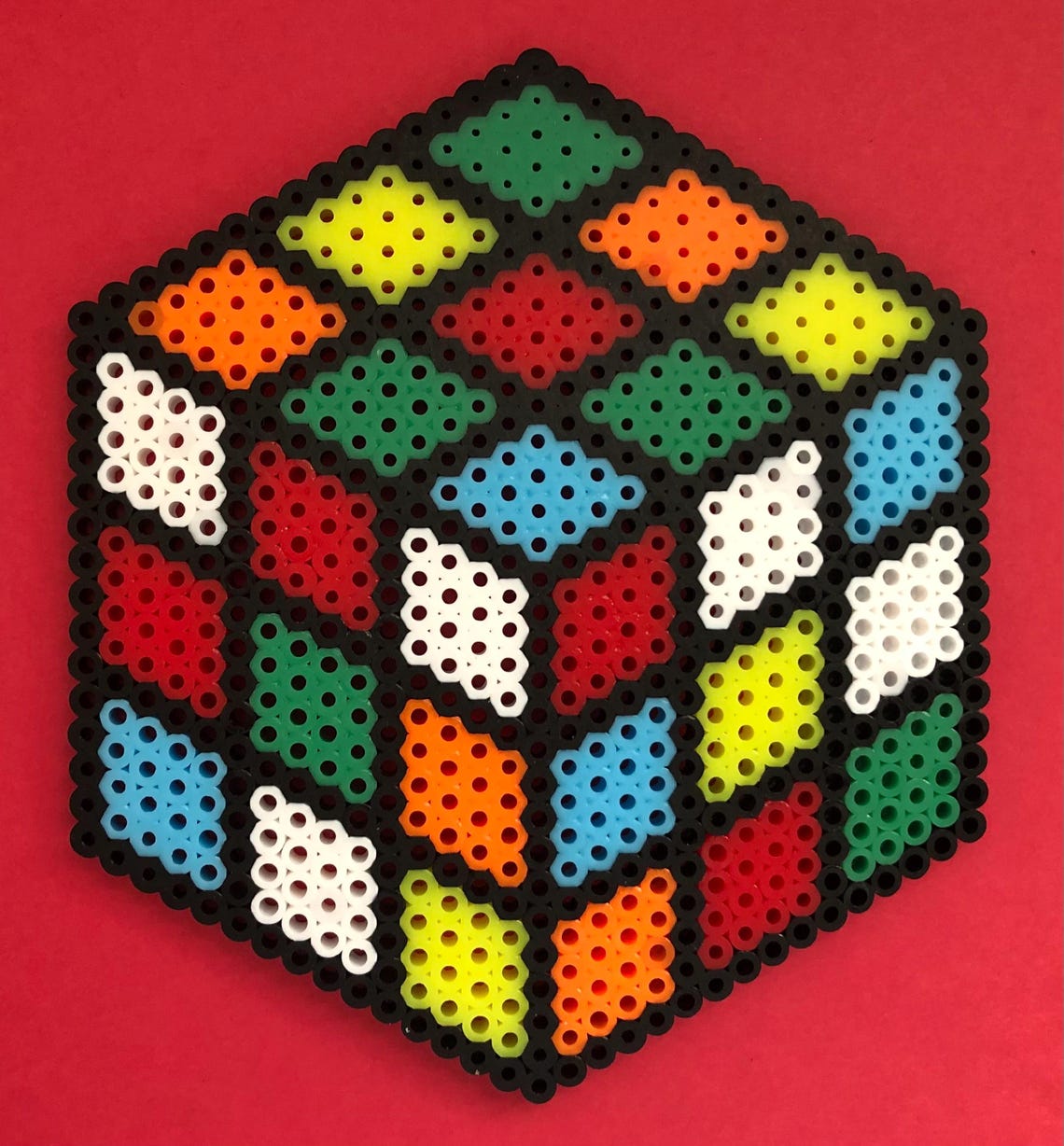 Rubik's Cube Toy Inspired Perler Bead Pixel Art Handmade Crafted Fused ...