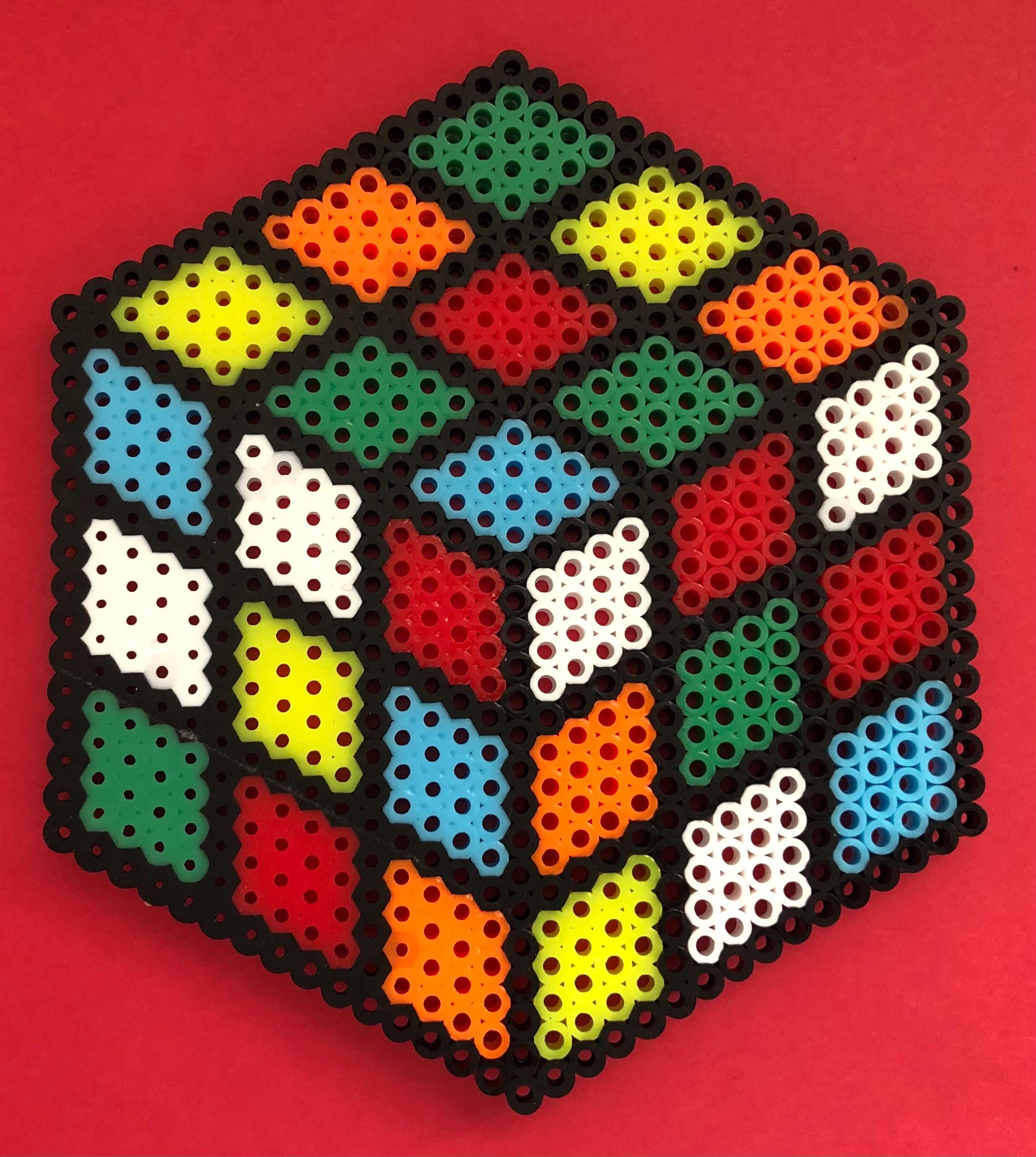 Rubik's Cube Toy Inspired Perler Bead Pixel Art Handmade Crafted Fused ...