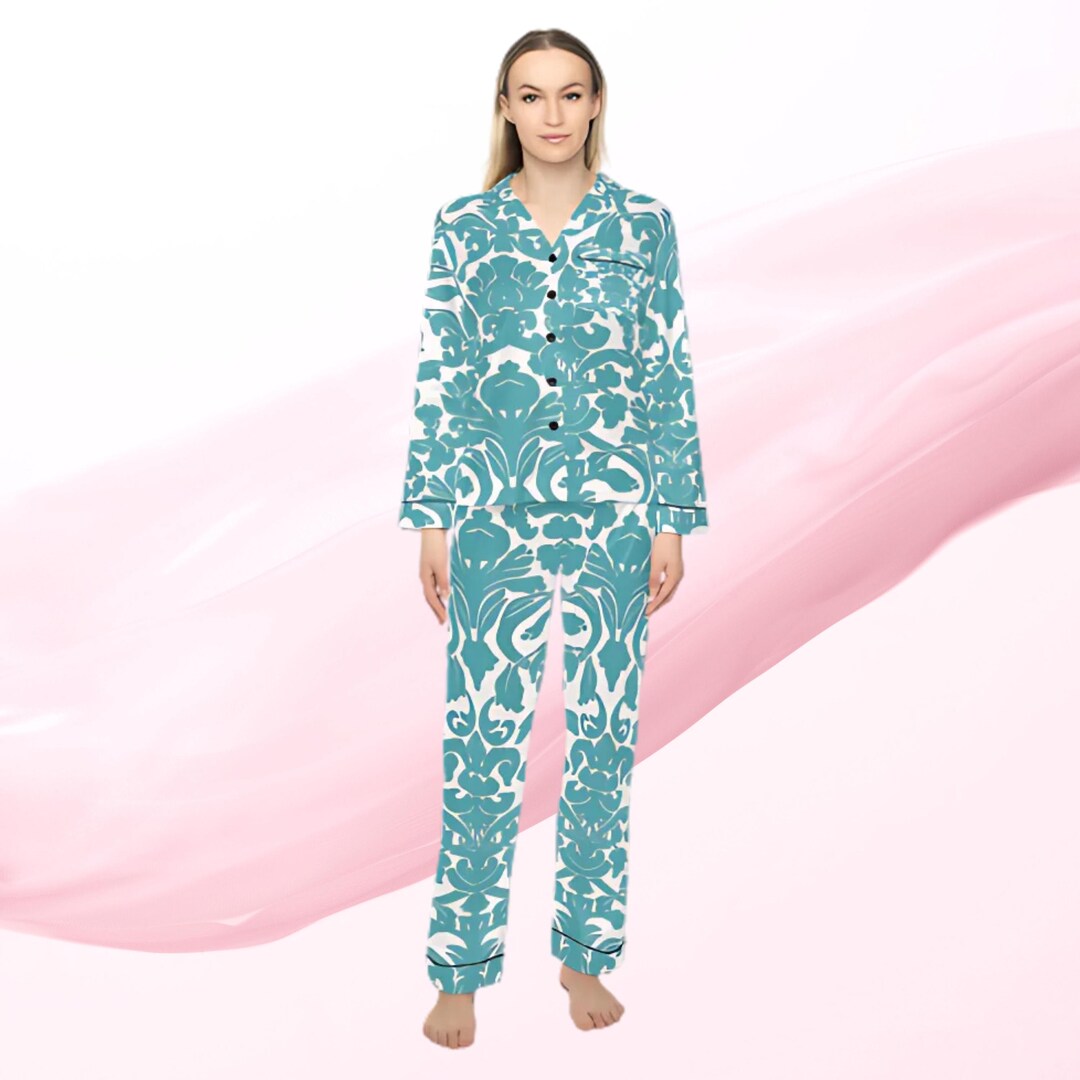 Elegant Floral Satin Pajamas for Women, Luxurious Sleepwear ...