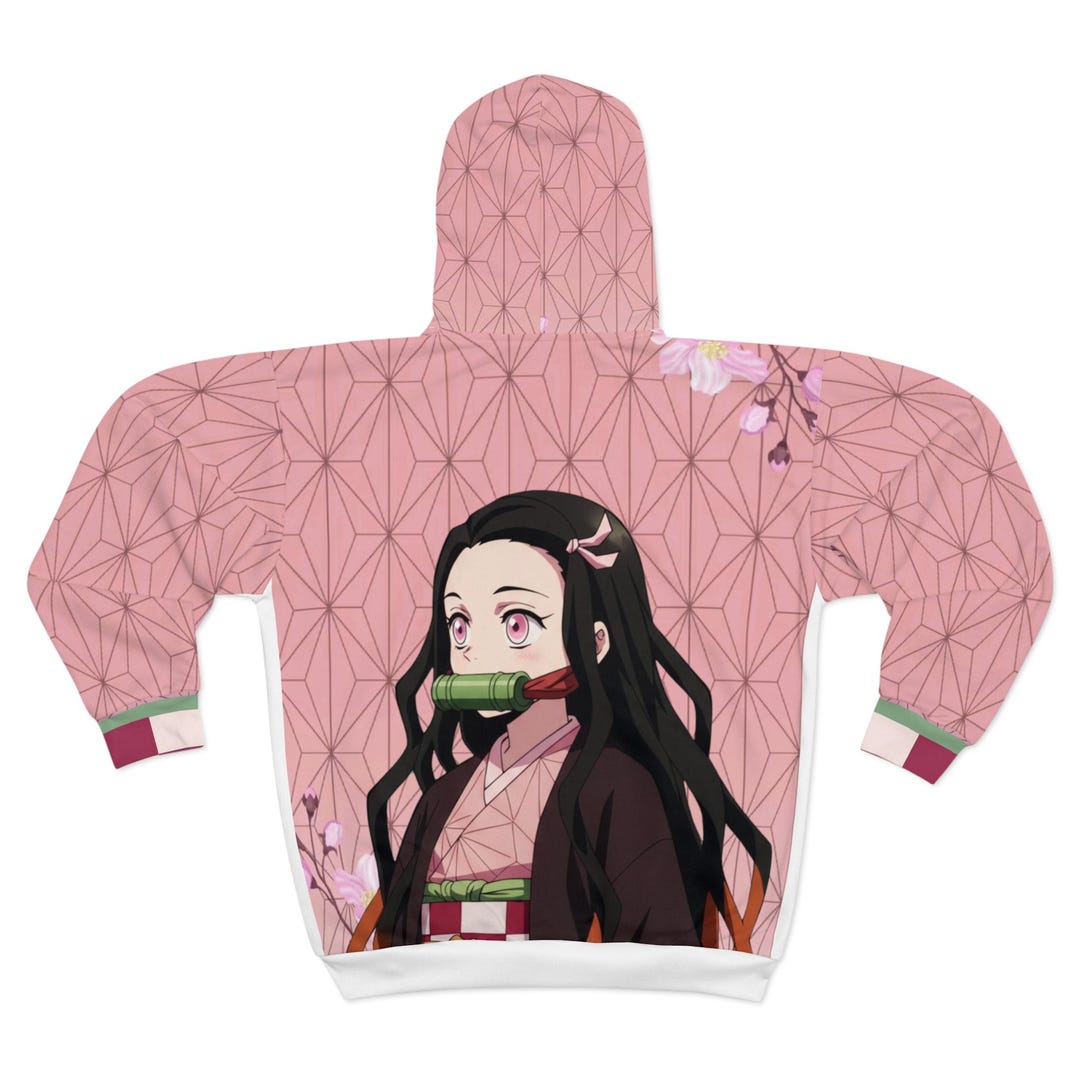 Demon Slayer Nezuko Zip Hoodie, Anime Zip-up Sweatshirt, Manga Fan ...