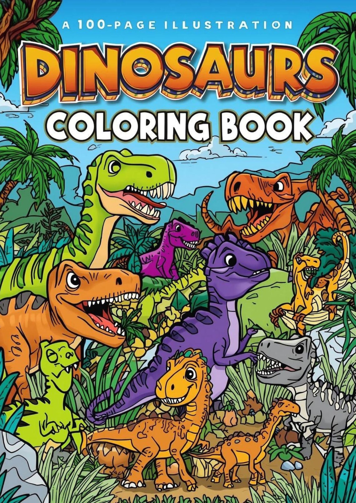 Dinosaur Coloring Book for Kids: 100 Pages A4 (printable PDF) - Etsy