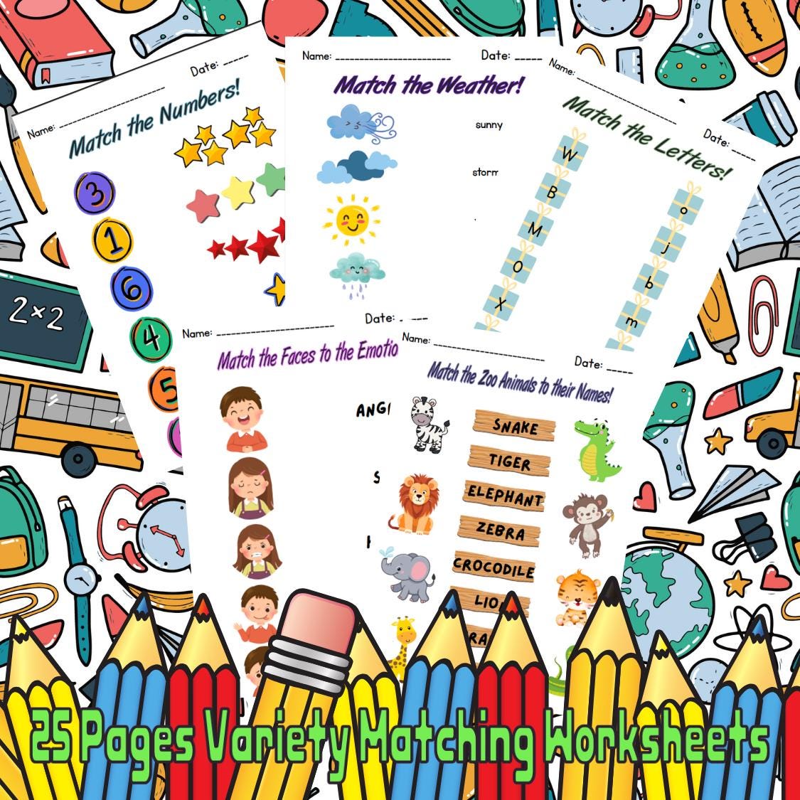 Printable Matching Worksheet for Kids – Fun Preschool Activity ...