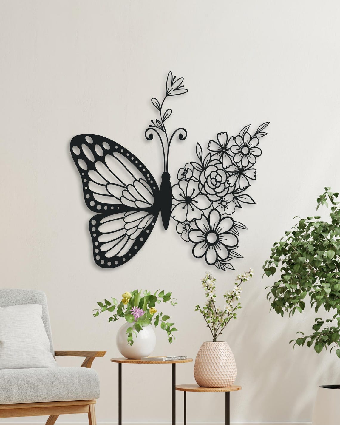 Butterfly and Flower Themed Metal Wall Art, Decorate Your Walls With ...