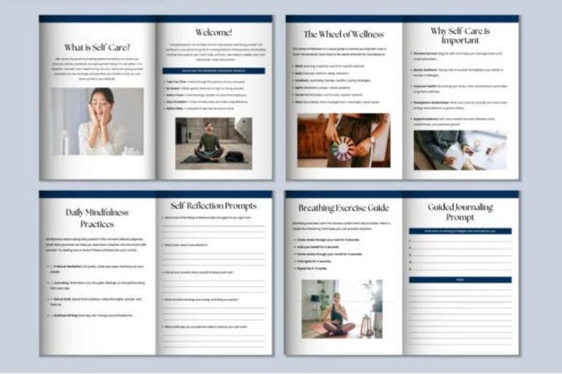 Self-care & Wellness Workbook Printable, Mental Health Journal, Self ...