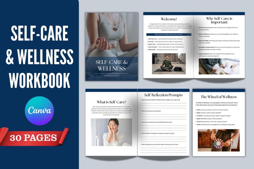 Self-care & Wellness Workbook Printable, Mental Health Journal, Self ...