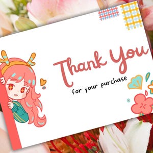 Anime Themed Thank You Cards | Thank You Card | for Businesses | Thank ...