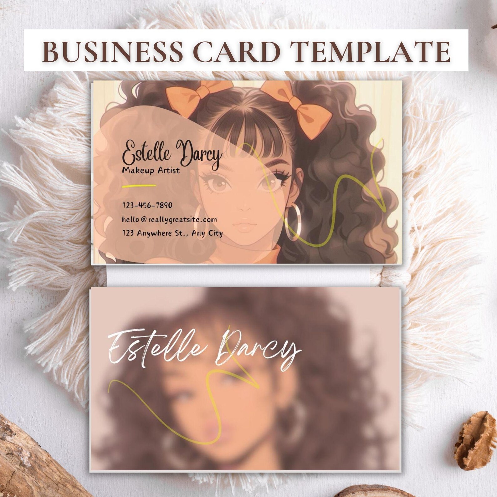 Anime Business Card Template | Editable Business Card - Etsy