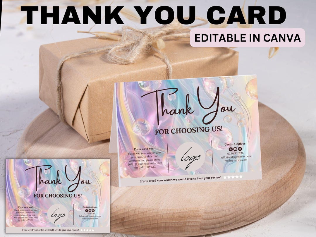 Iridescent Thank You Card | for Business | Appreciation Card | Thank ...