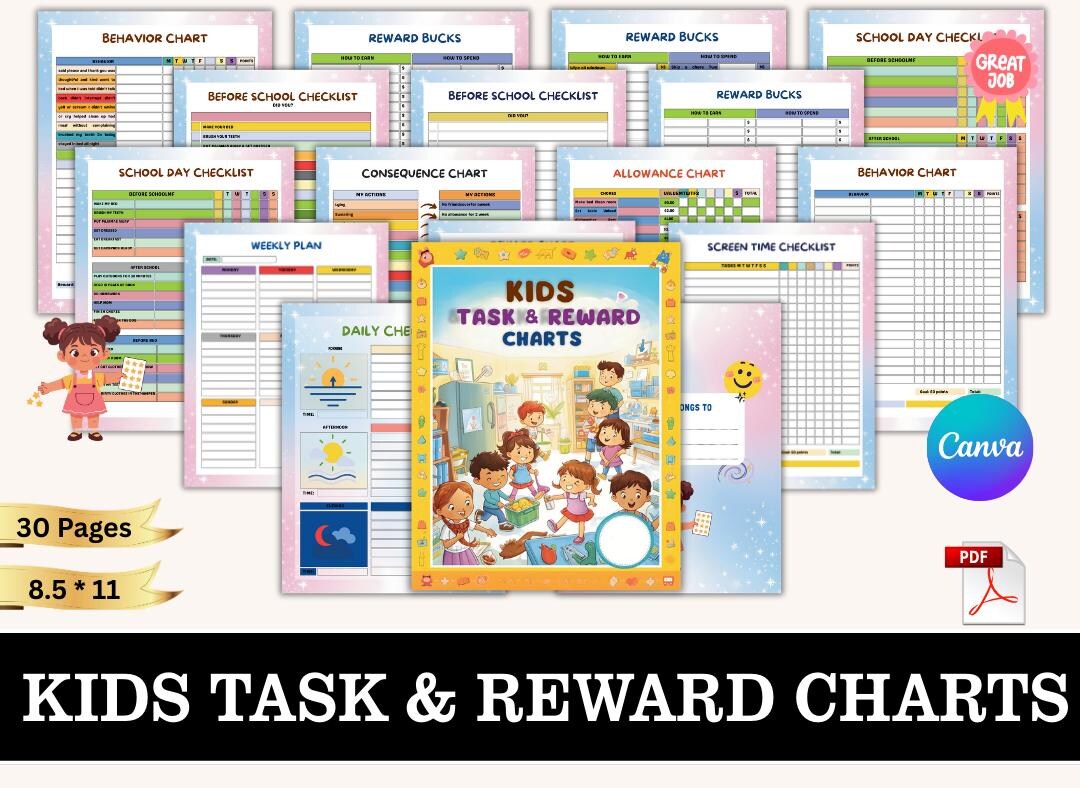 Printable Kids Chore Chart – Daily Routine & Reward Tracker (PDF ...