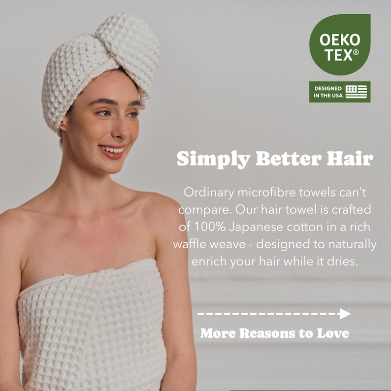 Japanese Cotton Waffle Hair Towel Wrap for Women: Absorbent Anti-frizz ...