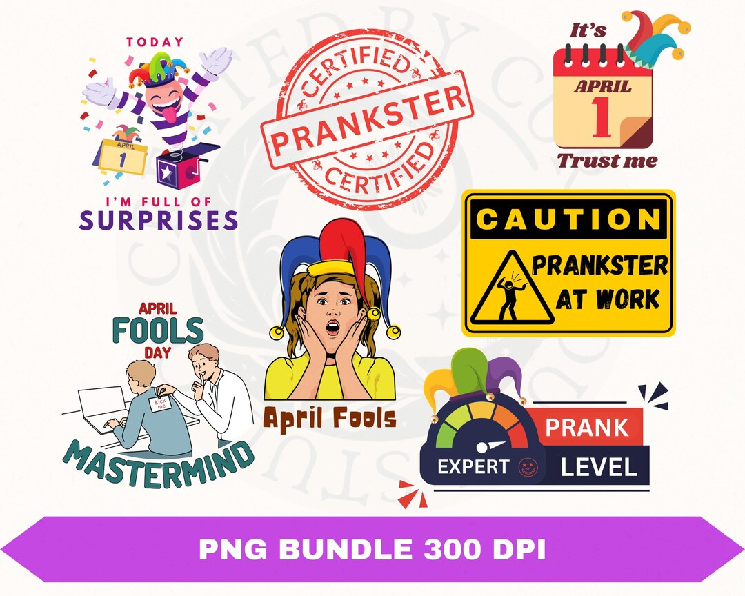 April Fool's Day Bundle PNG Designs Funny Pranks Fun Designs for Crafts ...