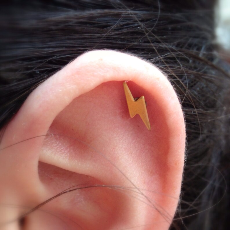Lightning Bolt in Sterling Silver or Raw Brass. Pick Your Post - Etsy