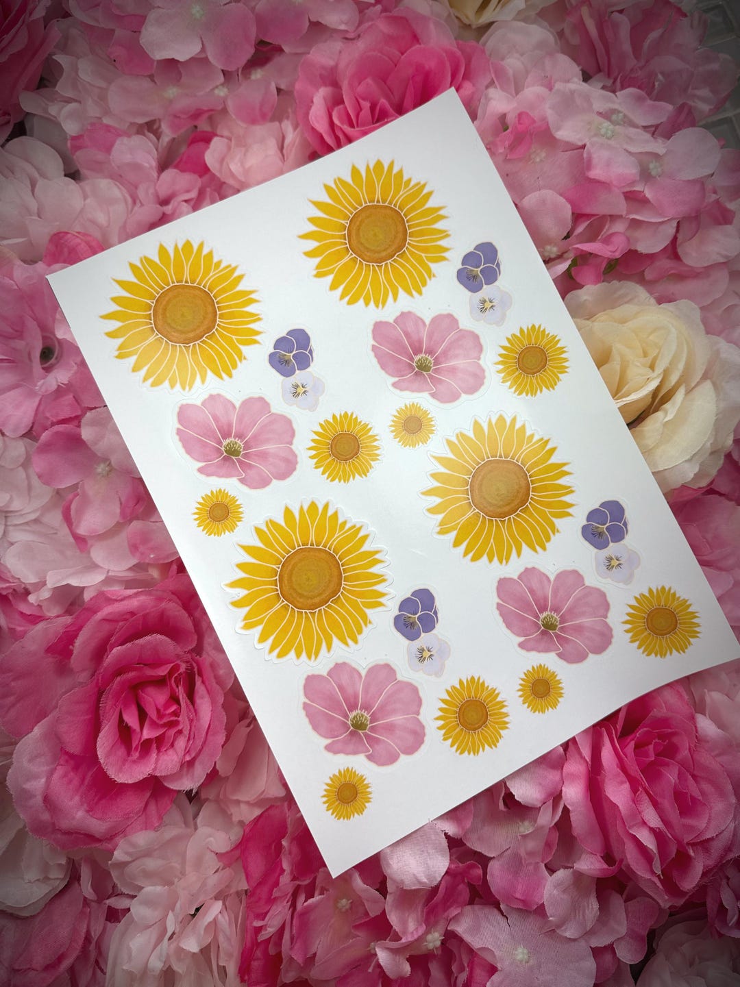 Floral Fancy DECAL STICKER PACK - One Sheet of Hand Drawn Flower ...