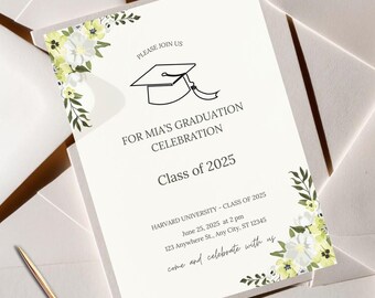 Minimalist Graduation Invitation Template - Etsy