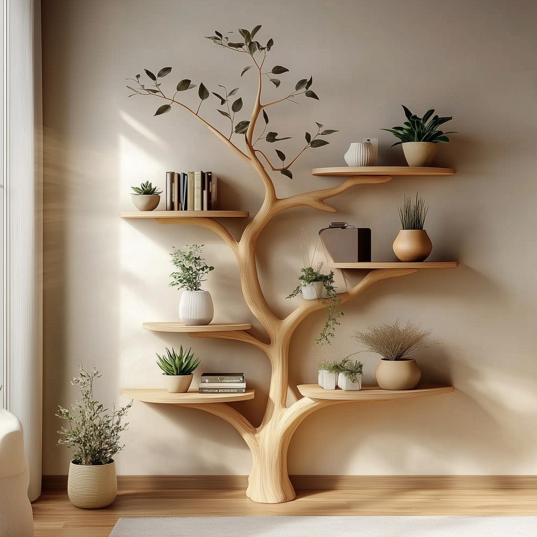 Tree-shaped Bookshelf for Living Room or Office | Decorative Wall ...