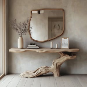 Organic Sculptural Console Table, Japandi Zen Entryway Table, Handmade ...
