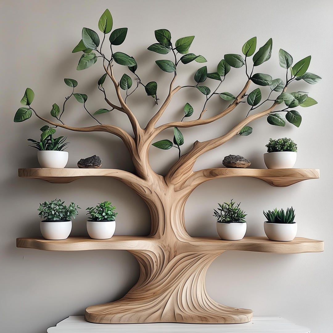 Live Edge Tree Branch Wall Shelf | Ancient Tree-inspired Floating Shelf ...