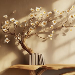 Tree Branch Console Table With Flowers, Organic Sculptural Entryway ...