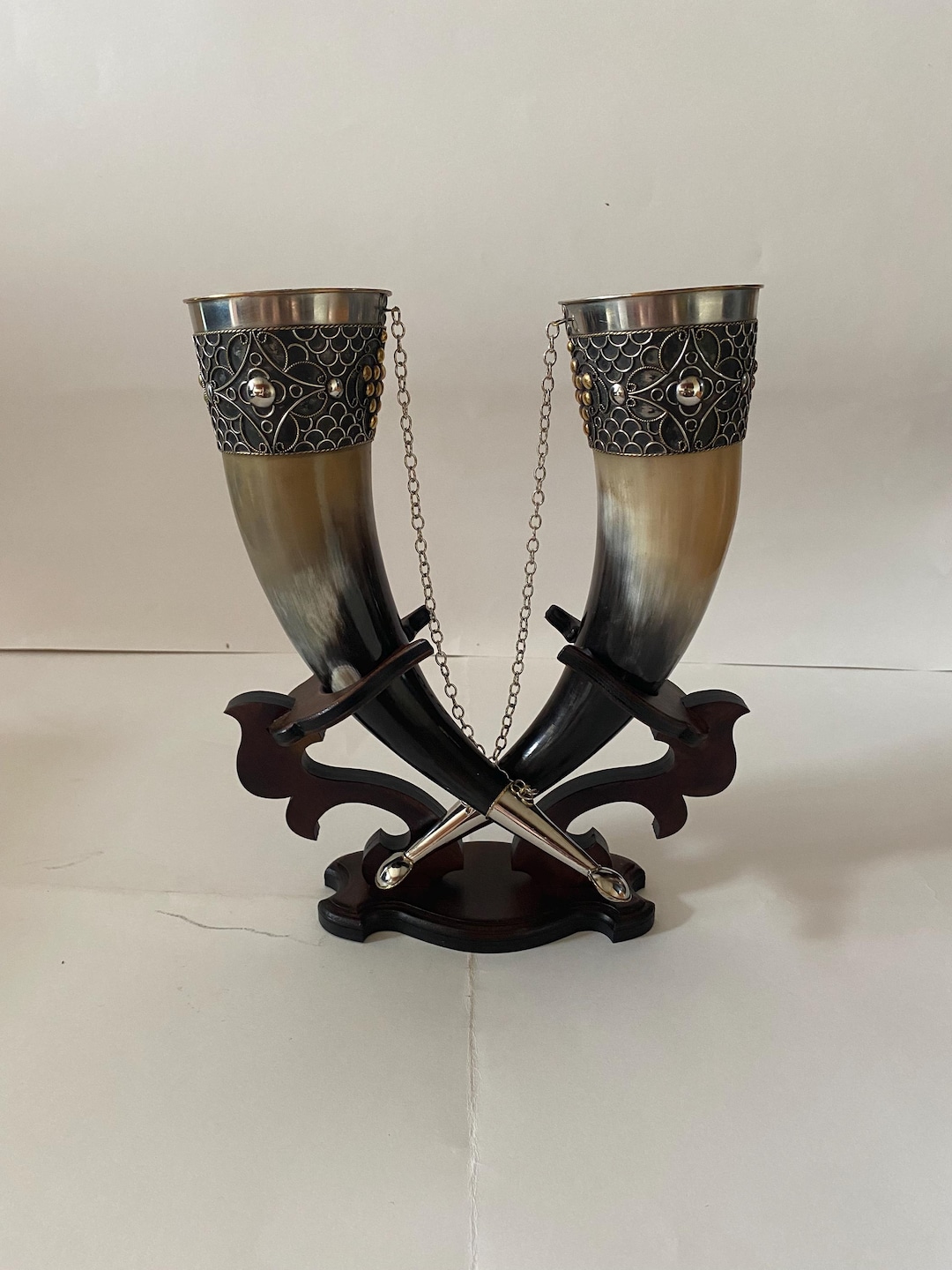 Drinking Horns With Stand for Wedding, Viking Drinking Horn ...