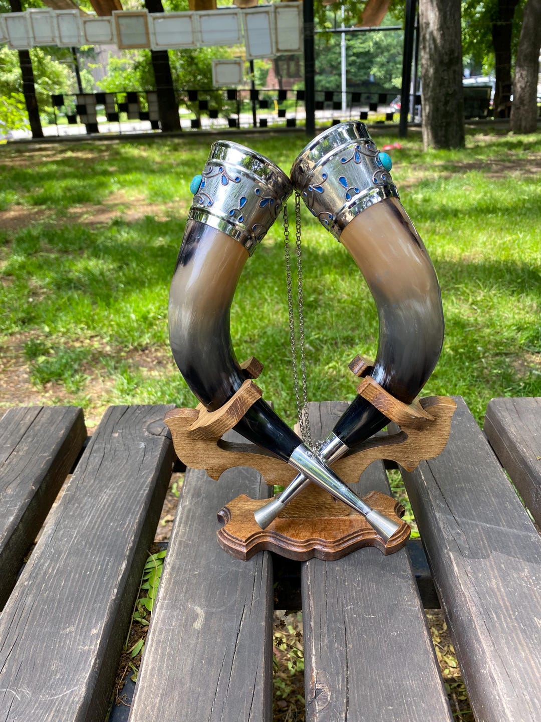 Drinking Horns With Stand Wedding, Viking Best Quality Personalized ...