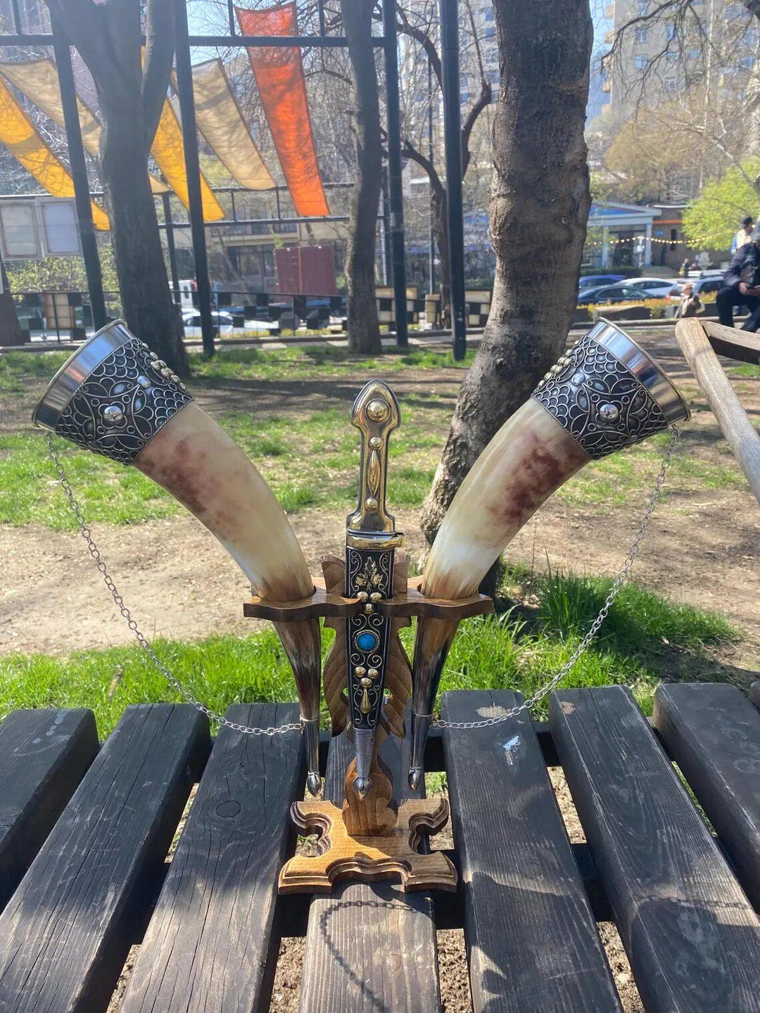 Drinking Horns With Stand for Wedding,drinking Horn Mug,viking Drinking ...