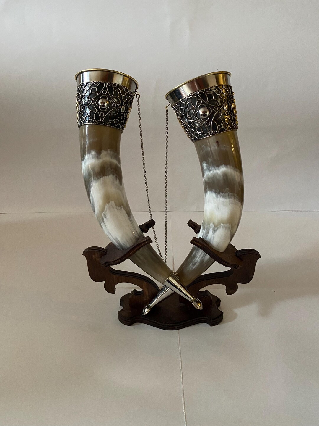 Drinking Horns With Stand for Wedding, Viking Drinking Horn, Best ...