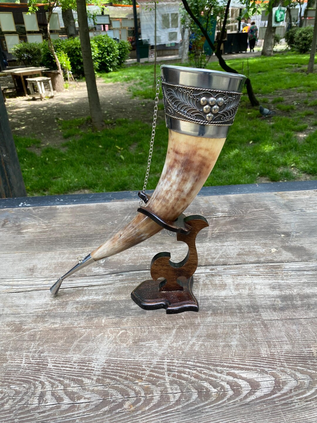 Drinking Horn With Stand, Viking Drinking Horn, Groomsmen Gift ...