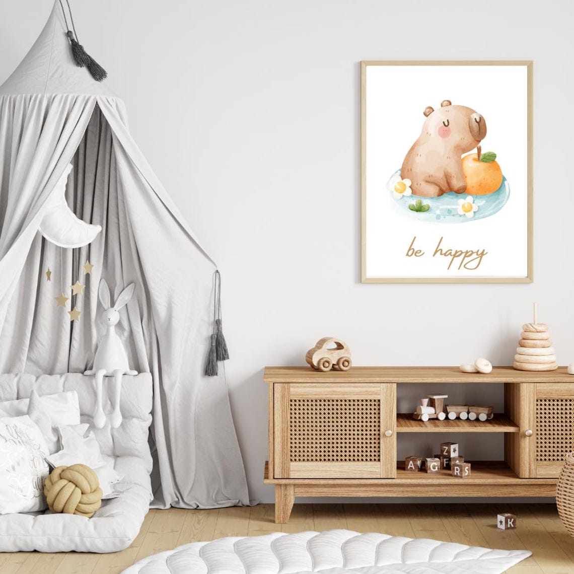 Capybara Nursery Prints: Set of 3 Pastel Animal Posters (instant ...