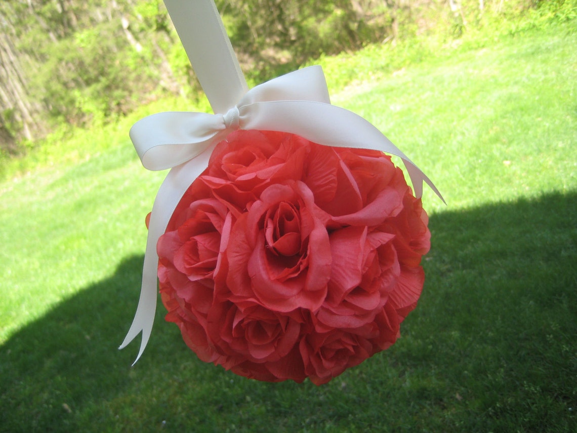 Coral Silk Rose Pomander - Etsy