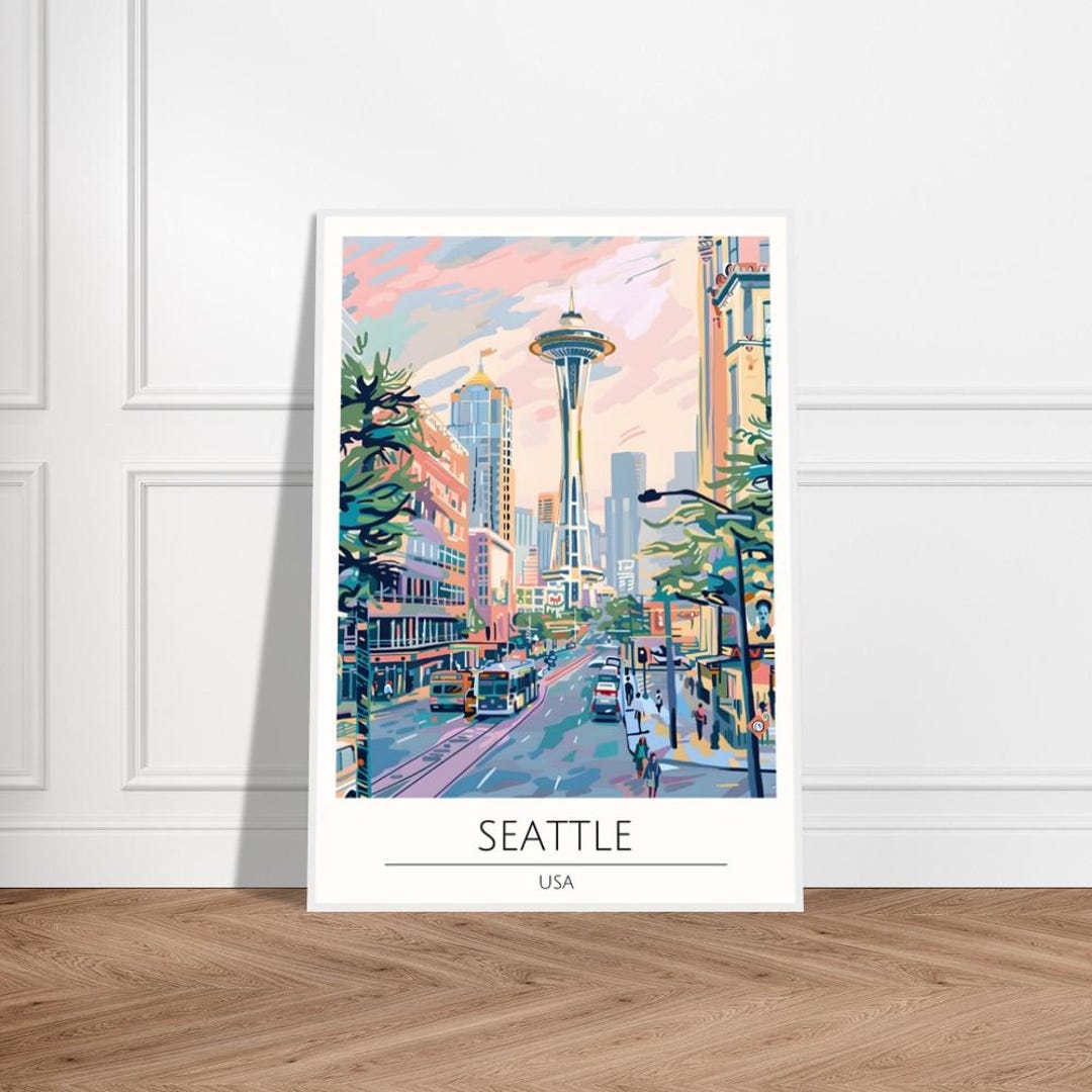 Seattle Art Print, Seattle Wall Art, Seattle Art Print, Seattle Poster ...