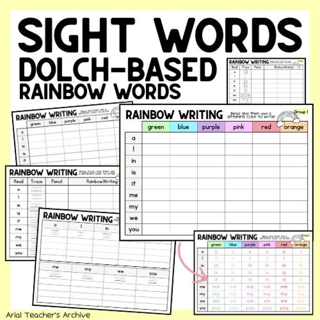 Dolch-based Sight Words "rainbow Words" Worksheets: Pre-k Word Groups ...