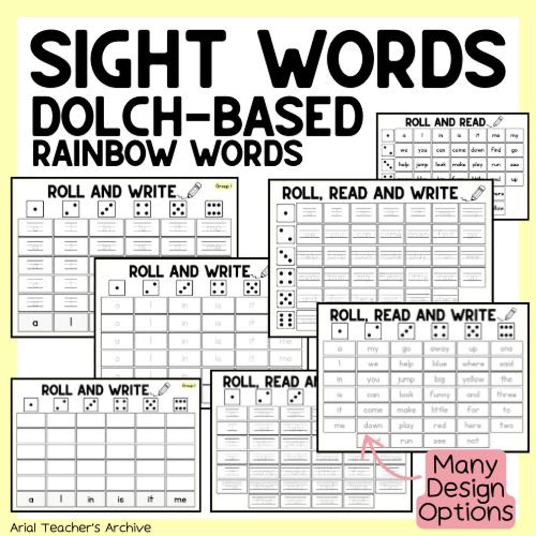 Dolch-based Sight Words "roll, Read & Write" Worksheets: Pre-k Word ...