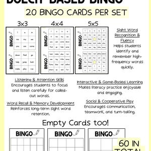 Dolch-based Sight Words "bingo": Pre-k Word Groups - Etsy