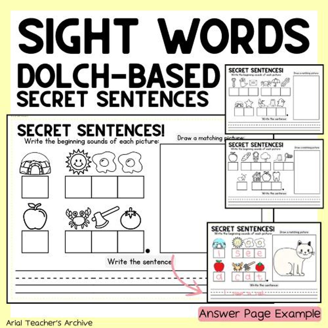 Dolch-based Sight Words "secret Sentences": Pre-k Word Groups - Etsy