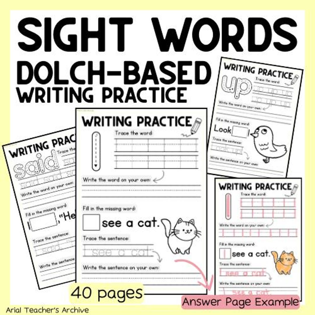 Dolch-based Sight Words "writing Practice": Pre-k Word Groups - Etsy