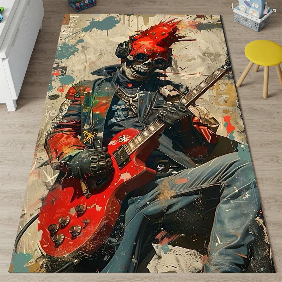 Metallica Skull Guitar Rug: Modern Rock Music Home Decor Rug - Etsy
