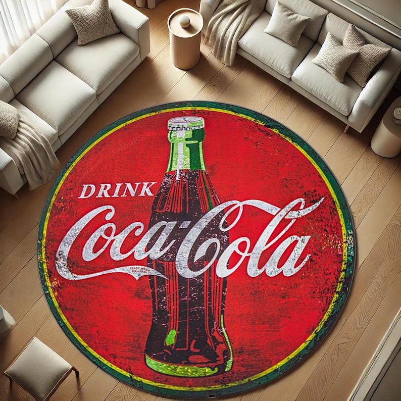 Coca Cola Rug,coke Rug,cola Rug,coca Cola Decor,round Rug,living Room ...
