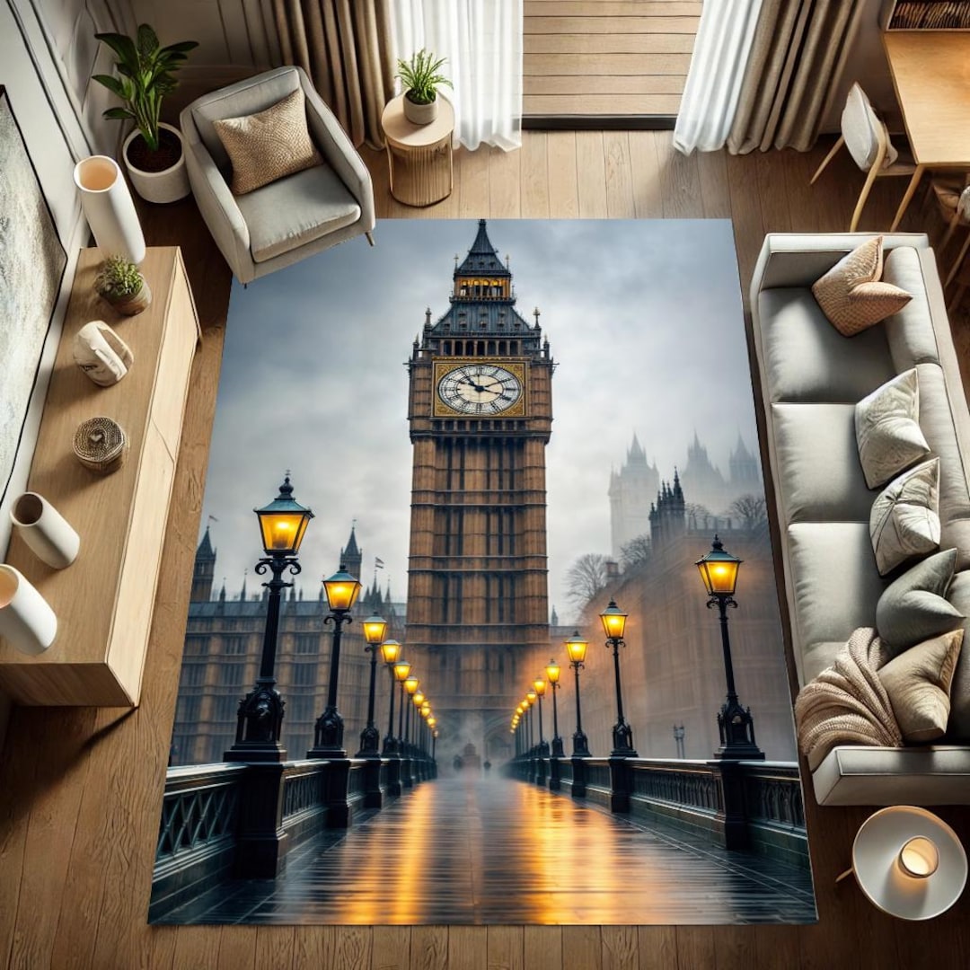 Clock Tower Rug,custom Rug,pattern Rug,washable Rug,modern Rug,soft Rug ...