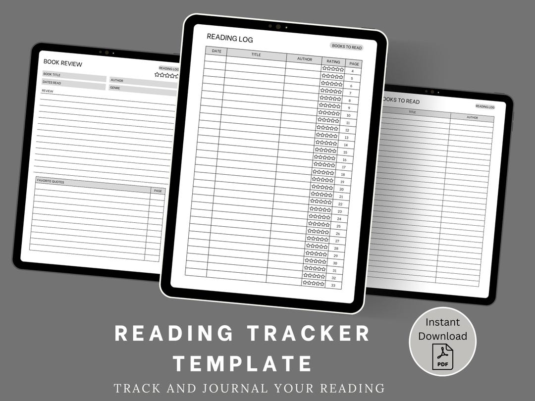 Digital Reading Tracker Template for Remarkable, Goodnotes, & Pdf ...