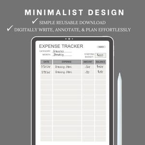 Digital Expense Tracker Budget Template for Remarkable, Goodnotes ...