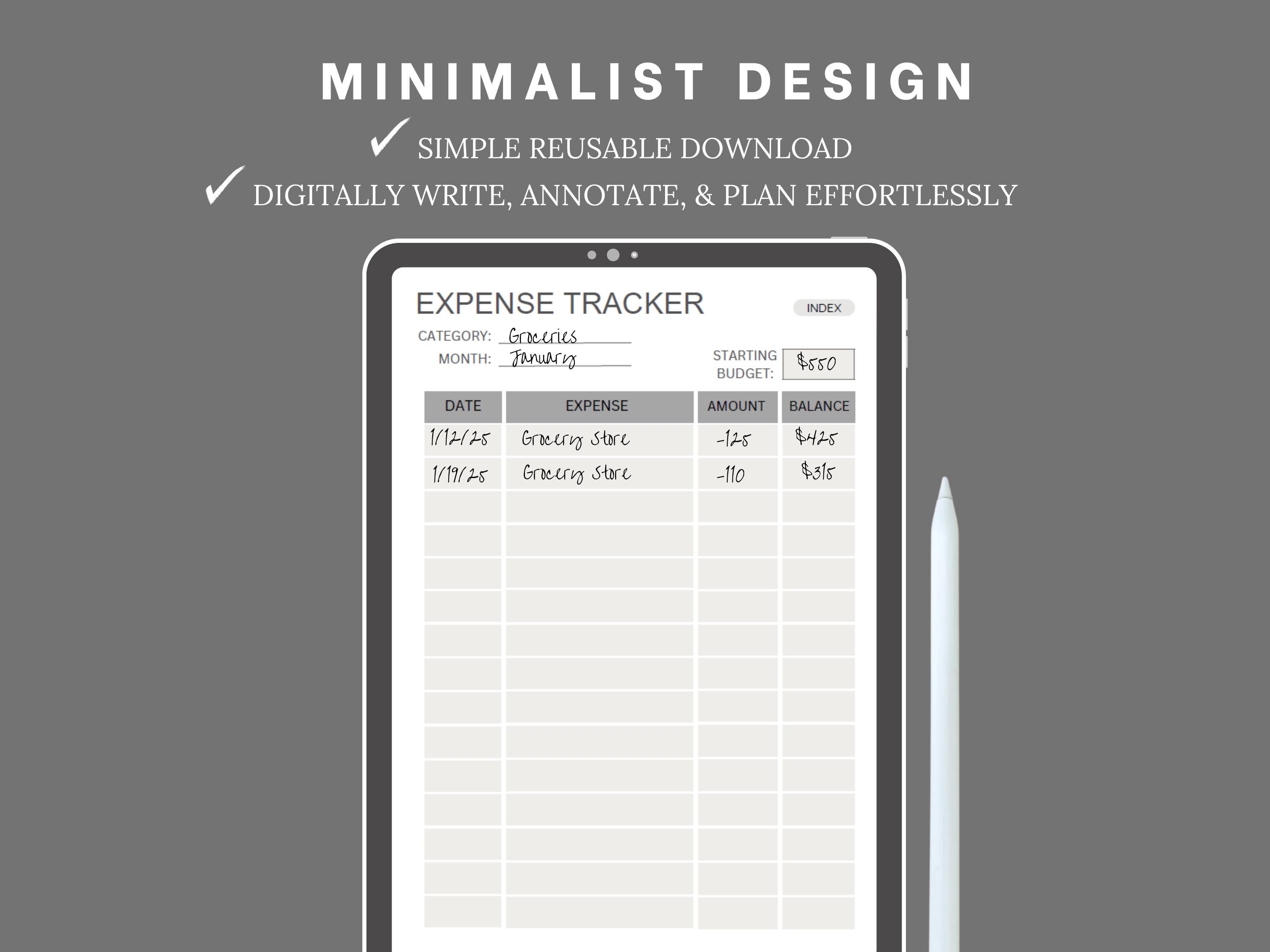 Digital Expense Tracker Budget Template for Remarkable, Goodnotes ...