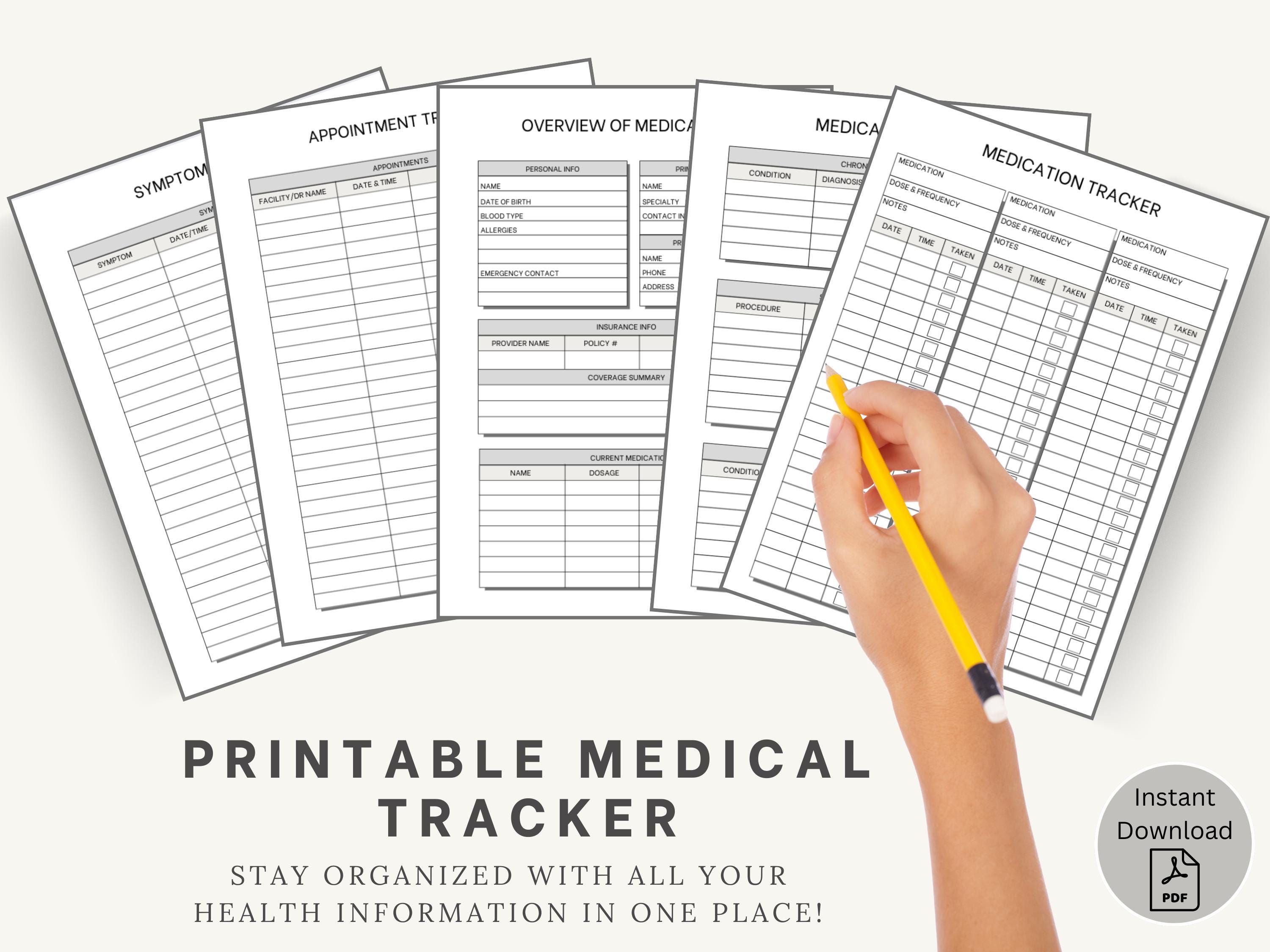 Medical Appointment & Medication Tracker Printable PDF for Goodnotes ...