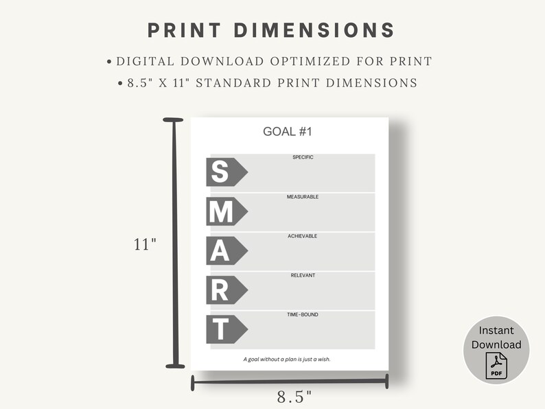 Printable SMART Goals Planner With Achievements and Accomplishments ...