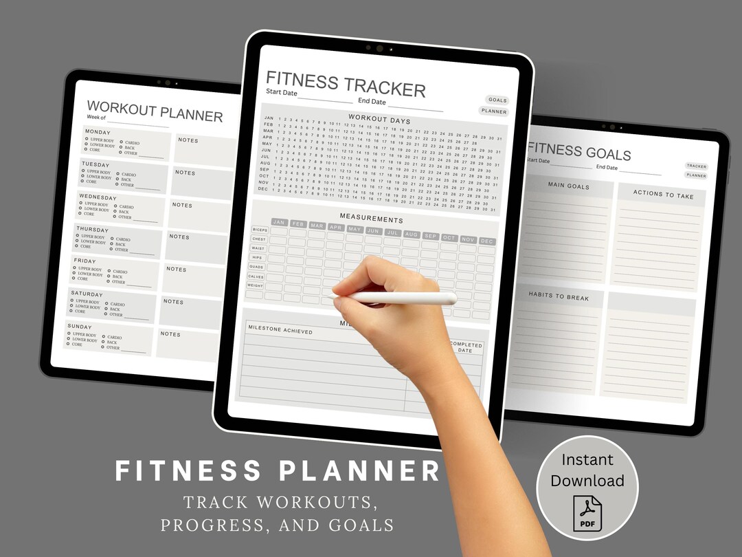 Digital Fitness Planner for Remarkable, Goodnotes, & Pdf-supporting ...