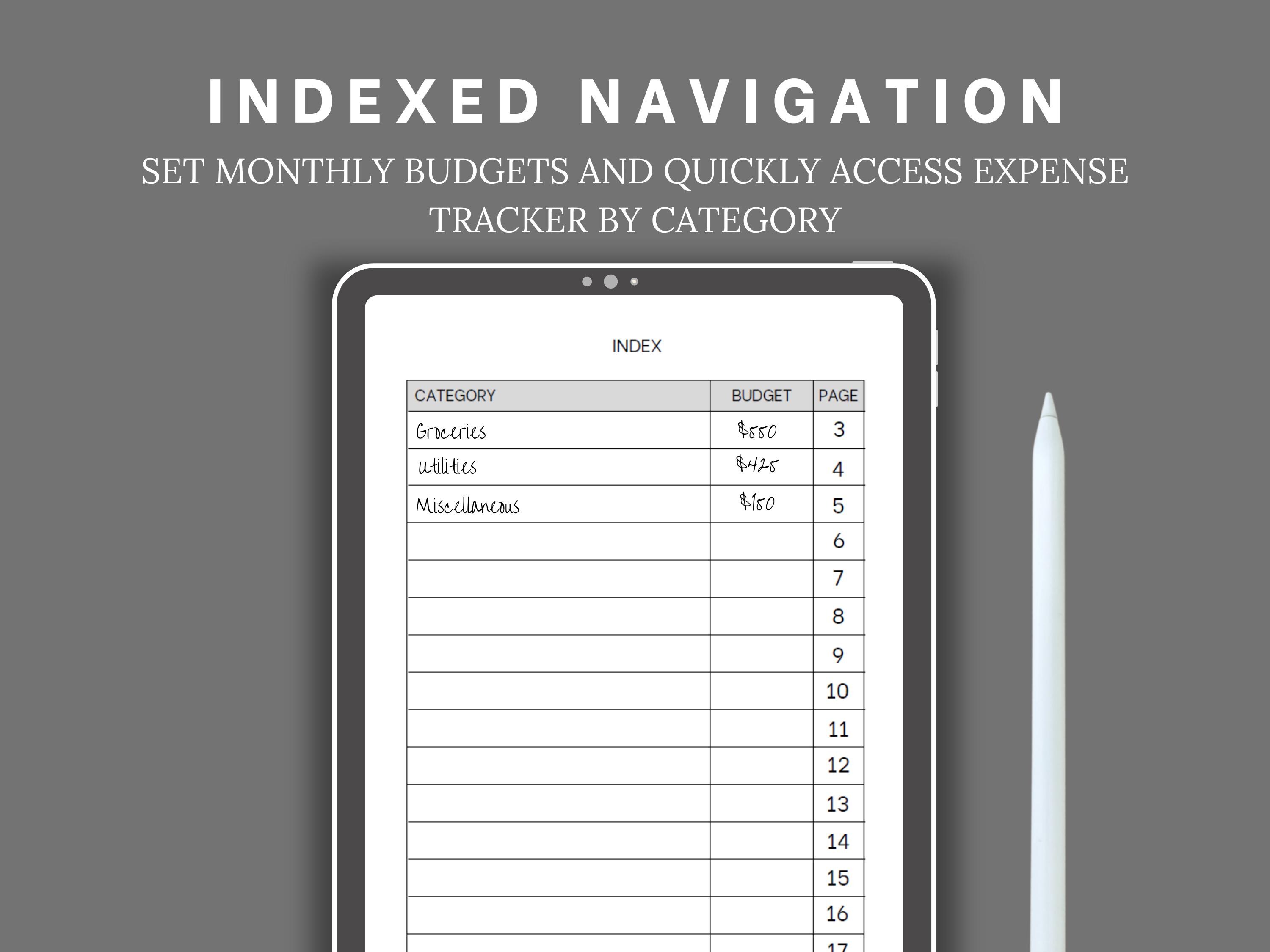 Digital Expense Tracker Budget Template for Remarkable, Goodnotes ...